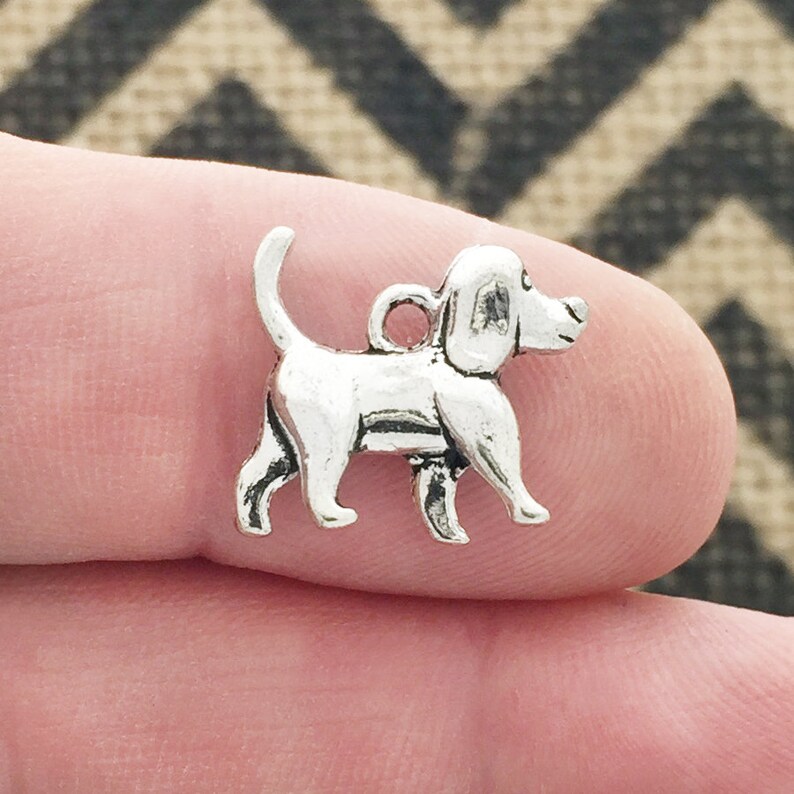 5 Silver Beagle Charm Dog by TIJC SP0955 - Etsy