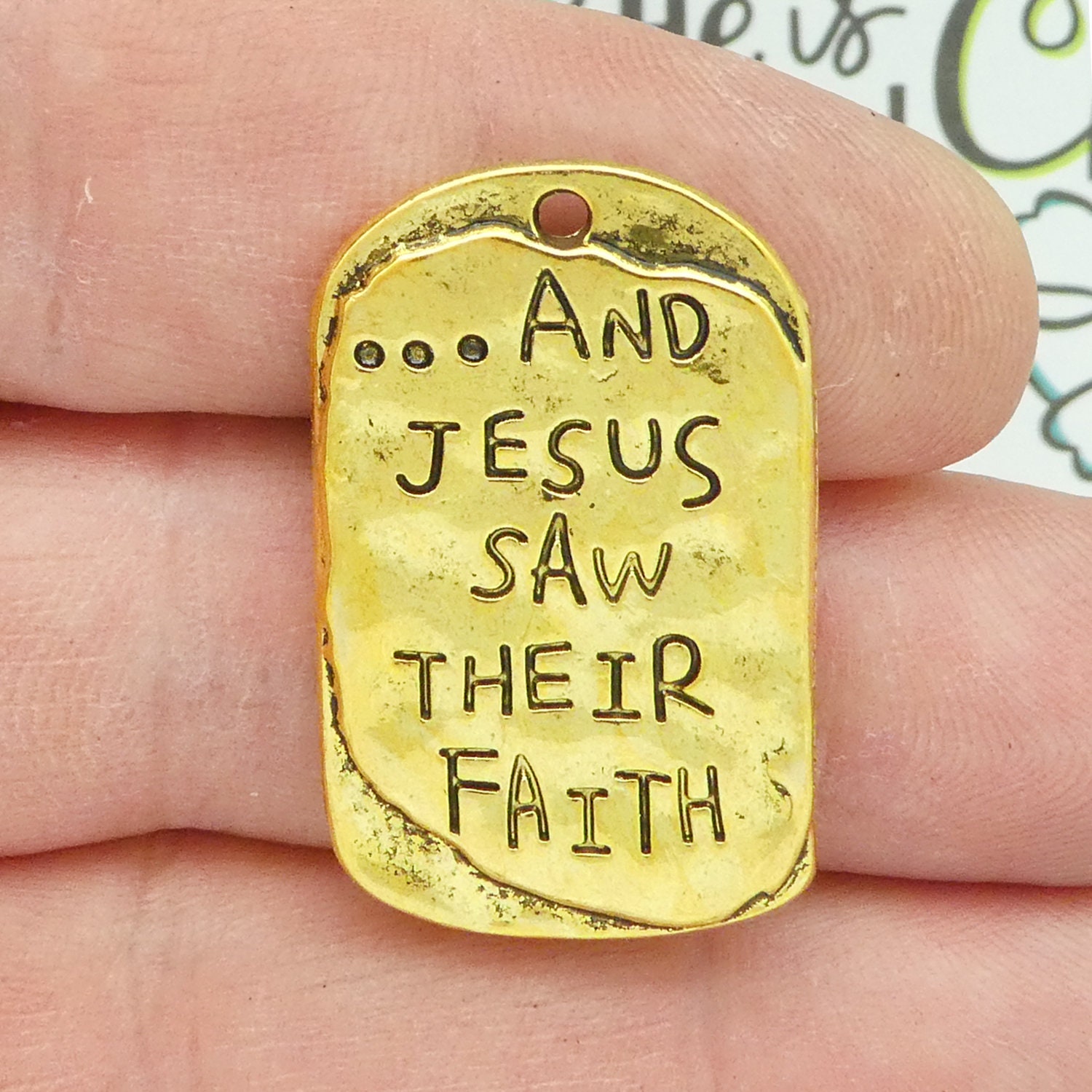 2 Faith Charm With Cross Dog Tag Gold by TIJC SP1834 - Etsy
