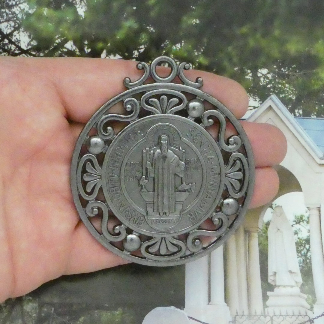 1 St Benedict Medal Door Hanger Gunmetal Large by TIJC SP2171 - Etsy
