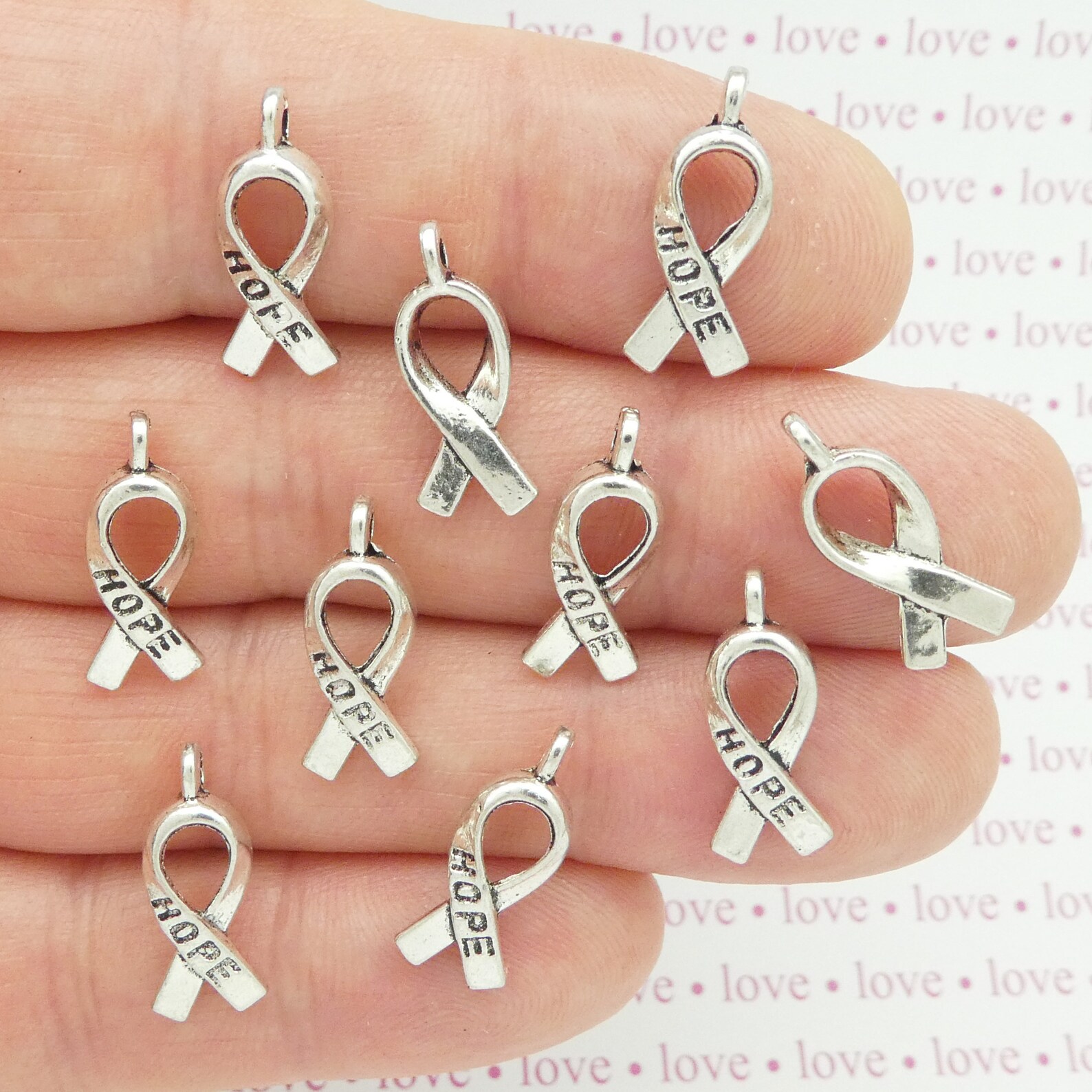 BULK 60 Hope Awareness Ribbon Charm Silver by TIJC SP0282B - Etsy