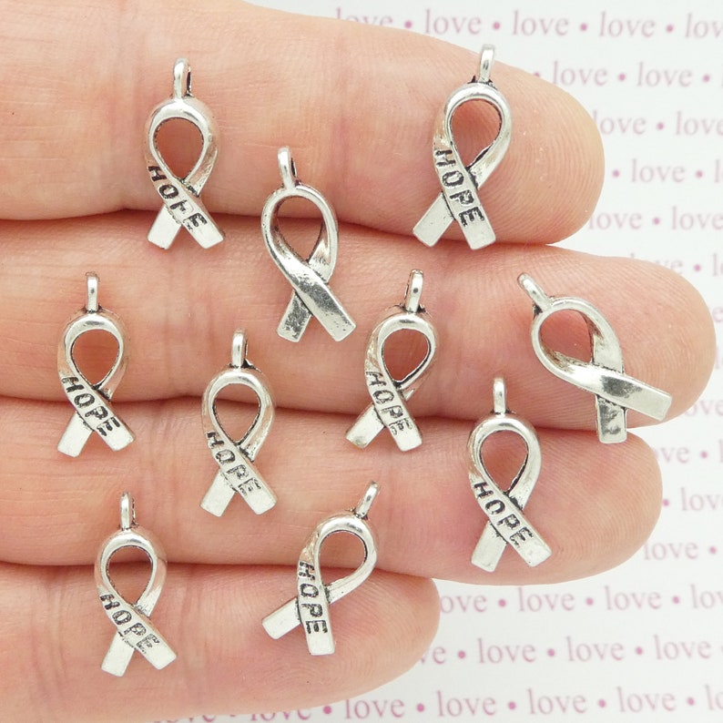 BULK 60 Hope Awareness Ribbon Charm Silver by TIJC SP0282B - Etsy