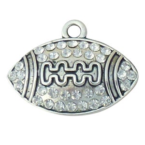 BULK 6 Flat Silver Football Charm Pendant With Crystal Accents 19x24mm ...