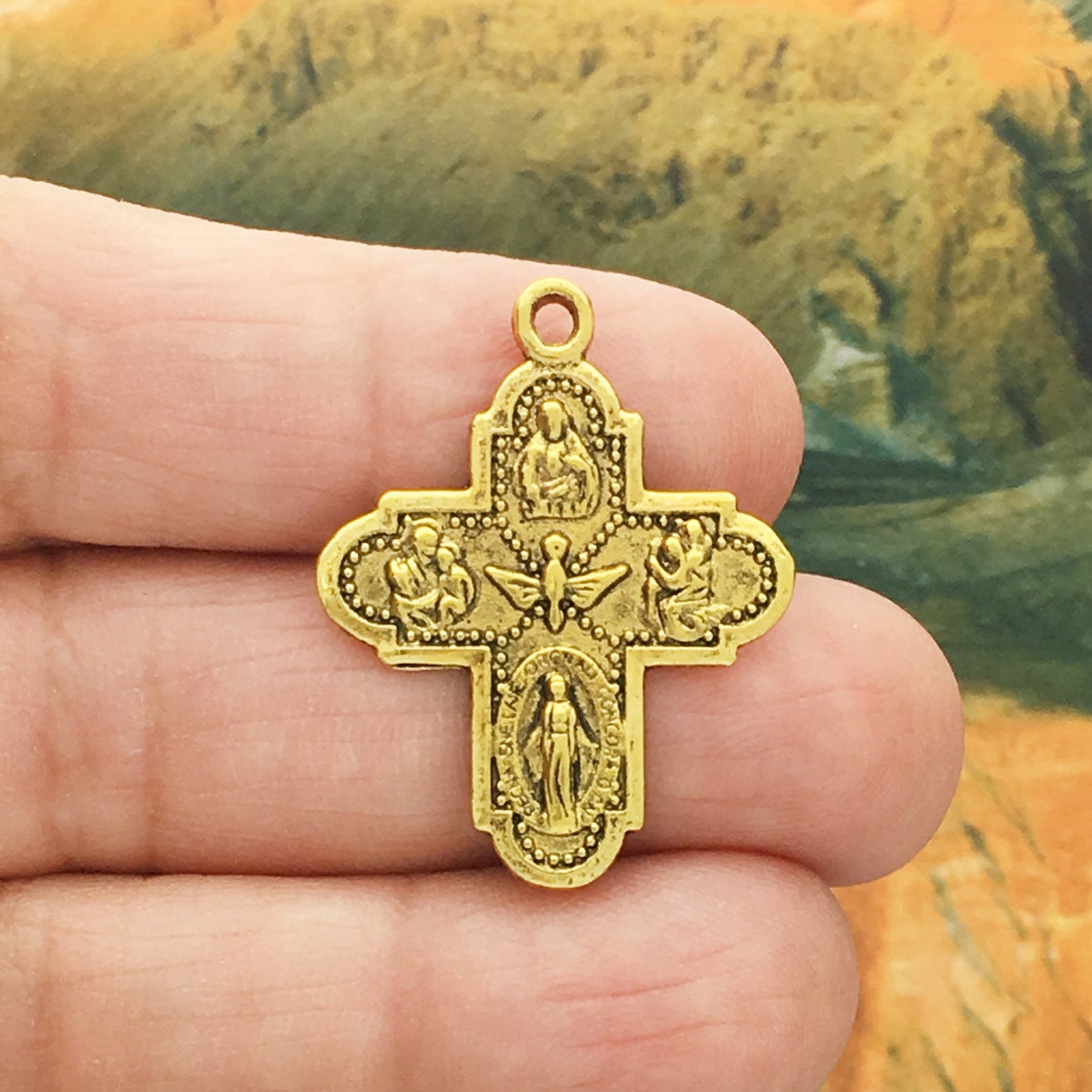 BULK 20 Four Way Cross Medal Gold Catholic by TIJC SP1238B - Etsy