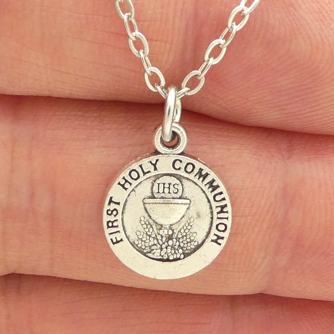 1 First Holy Communion Charm on 18 Inch Necklace Silver by TIJC SP6081N ...
