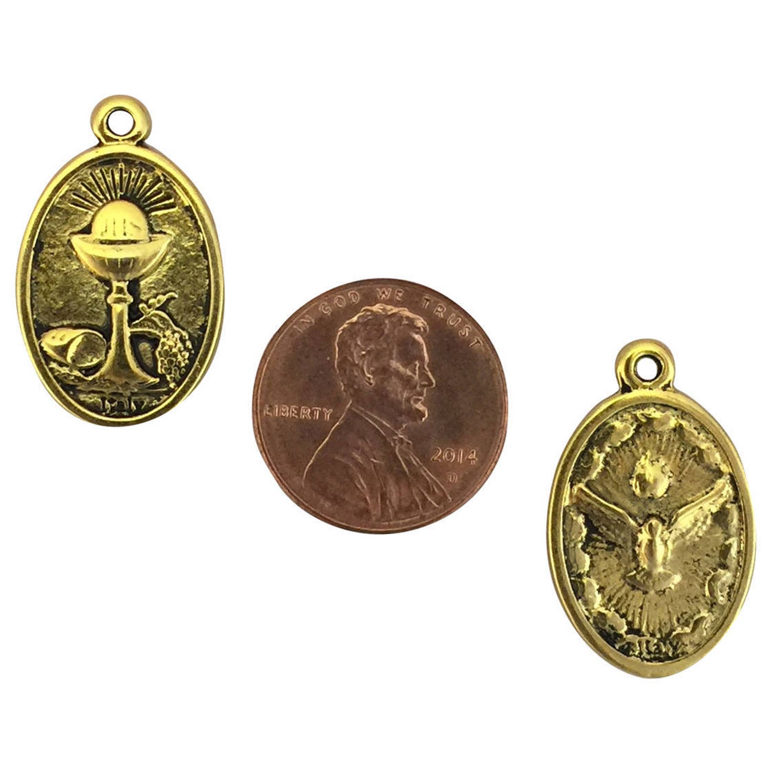 BULK 12 Gold First Holy Communion Charm Holy Spirit Pendant | Etsy