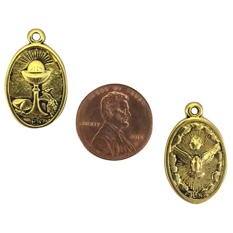 BULK 12 Gold First Holy Communion Charm Holy Spirit Pendant 25x15mm by ...