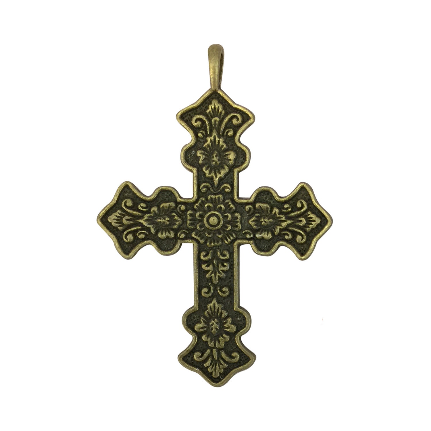 2 Bronze Cross Charm Pendant 73x50mm by TIJC SP1497 - Etsy