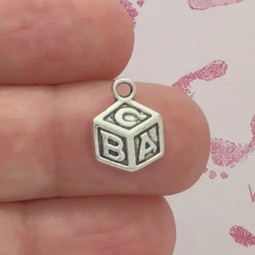 BULK 60 Alphabet Block Charm Silver by TIJC SP0150B - Etsy