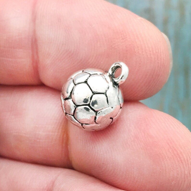 BULK 12 Soccer Ball Charm 3D Silver by TIJC SP0685B - Etsy