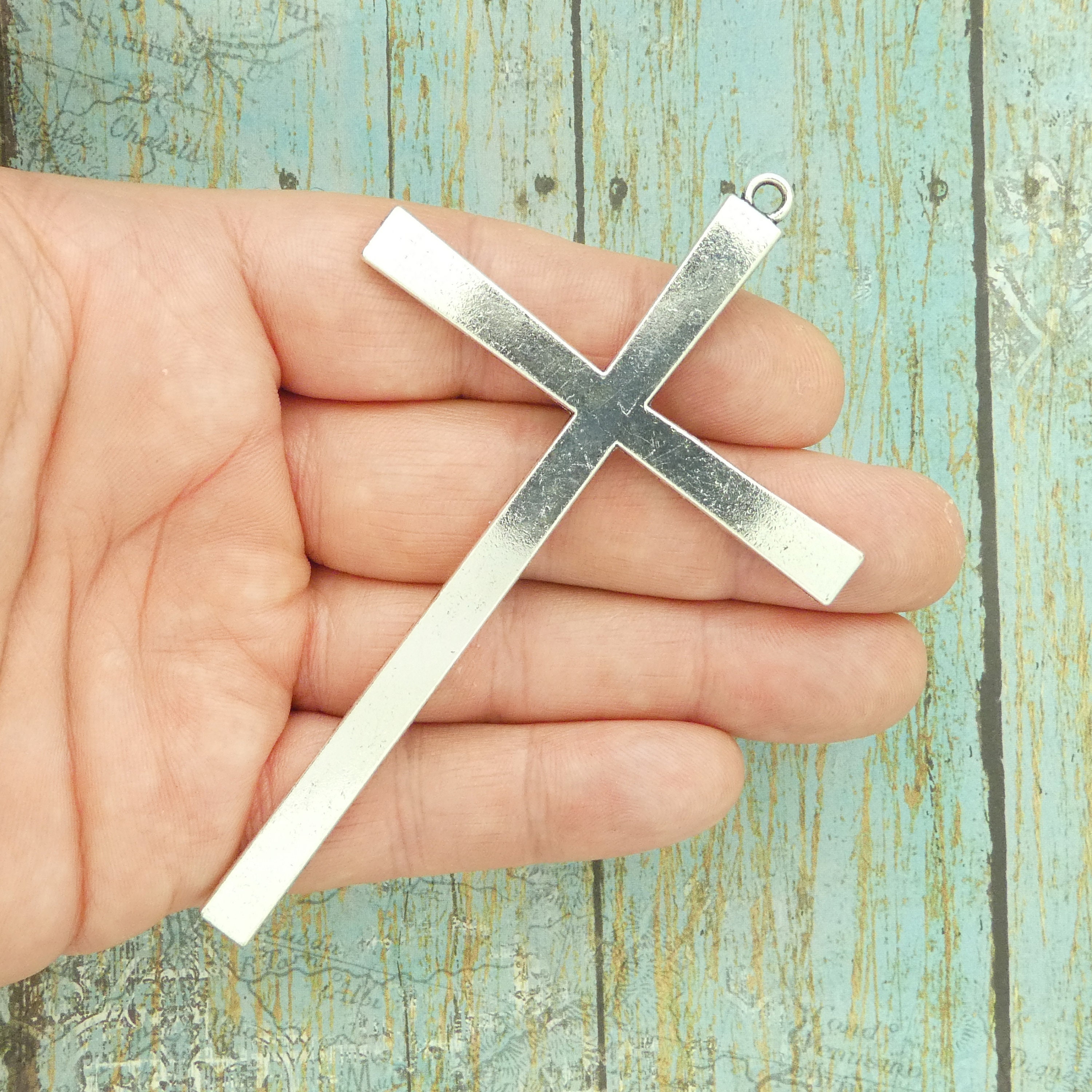 1 Large Silver Cross Pendant by TIJC SP1756 | Etsy