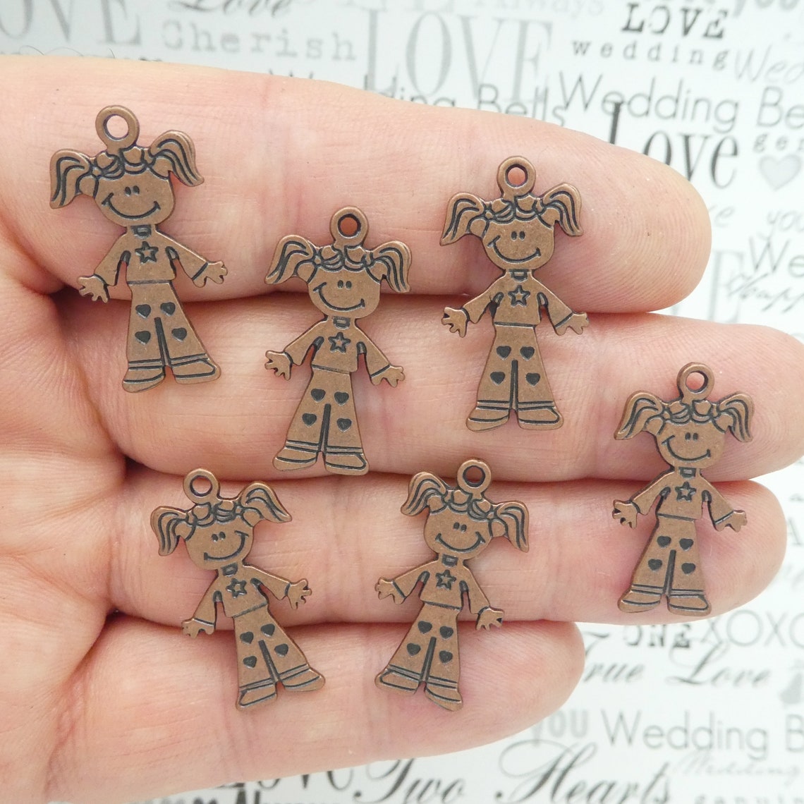 BULK 40 Little Girl Charm Pendant Copper by TIJC SP1493B | Etsy