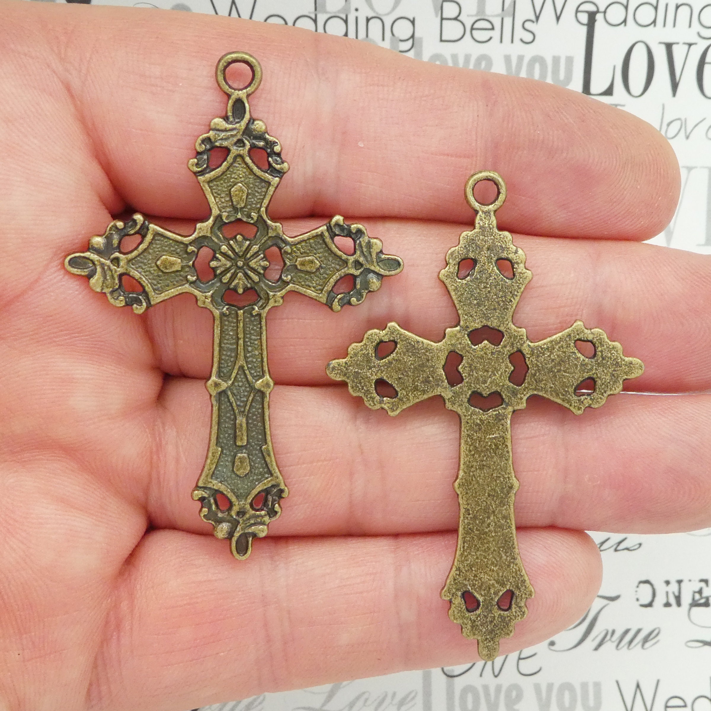 3 Ornate Cross Charm Pendant Bronze by TIJC SP1842 - Etsy