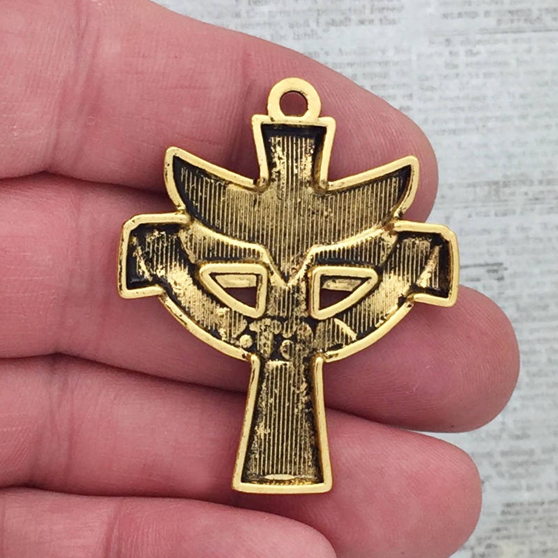 BULK 6 Acts Cross Pendant Holy Spirit Gold by TIJC SP1673B - Etsy