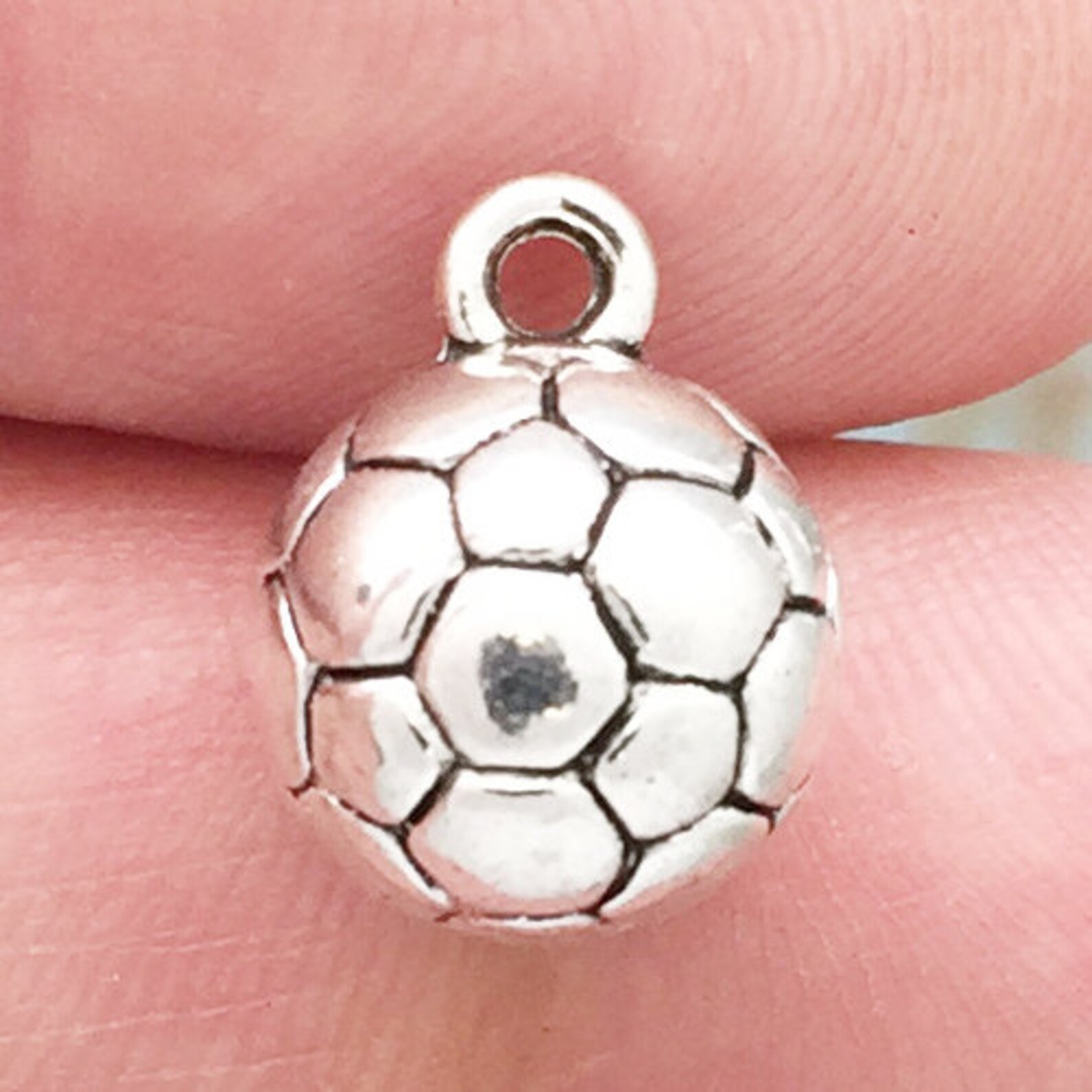 BULK 12 Soccer Ball Charm 3D Silver by TIJC SP0685B - Etsy