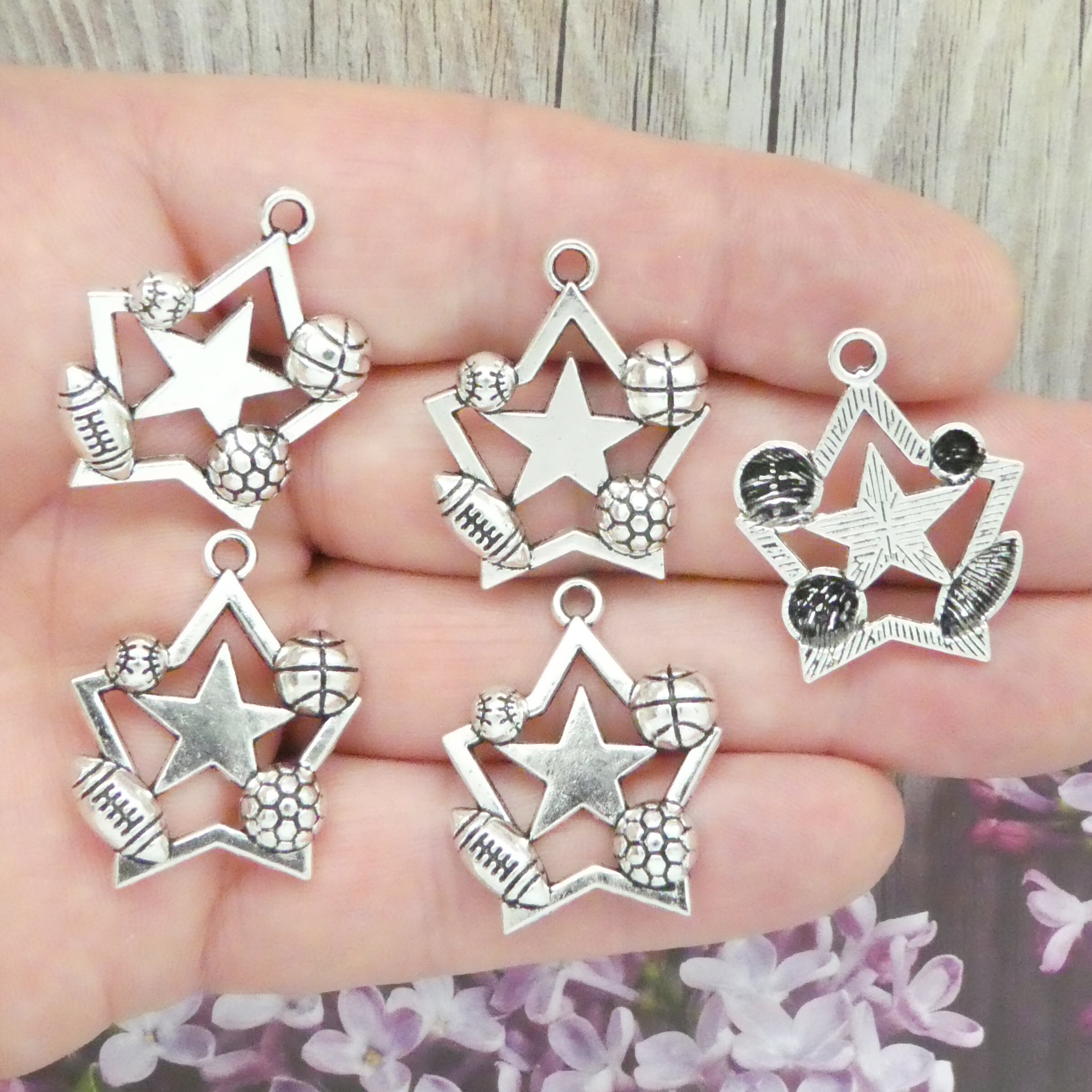 BULK 20 Silver All Star Sports Charm Baseball Basketball - Etsy
