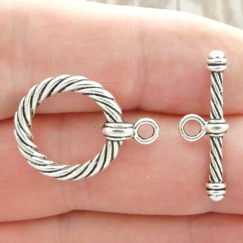 6 Sets Rope Round Silver Toggle Clasp 24x18mm by TIJC SPT011 - Etsy