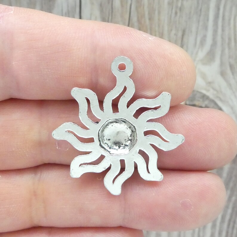 5 Silver Sun Charm Pendant by TIJC SP0675 - Etsy