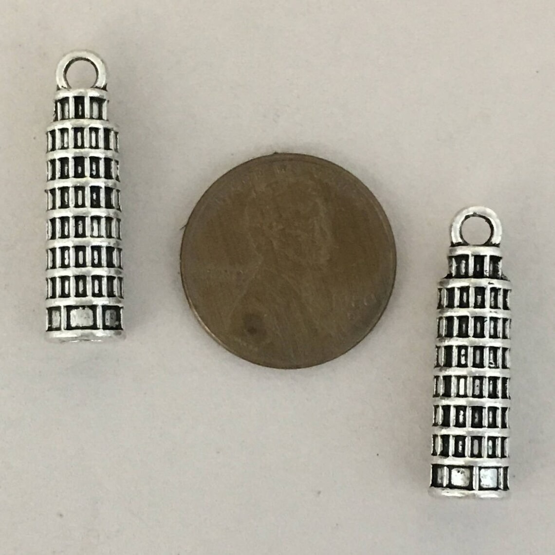 5 Silver Leaning Tower Pisa Charm Travel Pendant 25x7mm by - Etsy