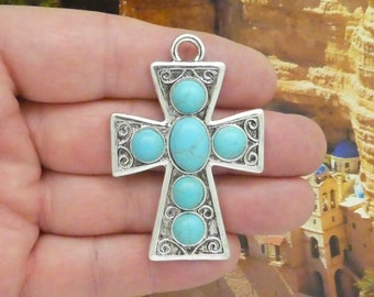 1 Southwest Turquoise Cross Pendants Bulk Silver by TIJC SP2101 - Etsy