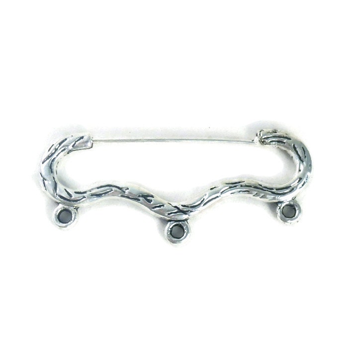 2 Silver Ornate 3 Loop Charm Holder Pin 20x46mm by TIJC SP1005 | Etsy