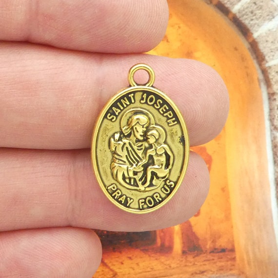4 St Joseph Medal Charm Gold by TIJC SP0757 - Etsy