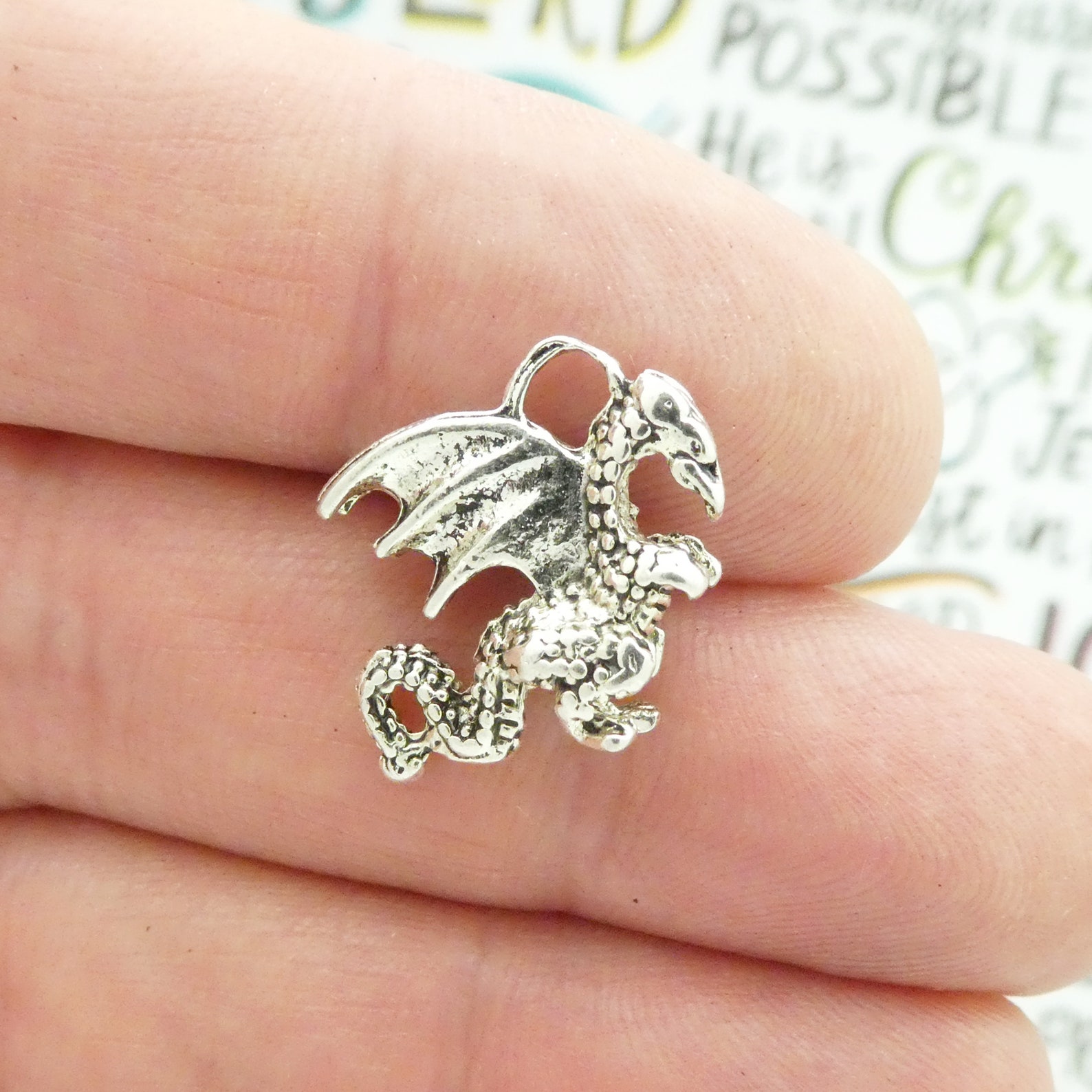2 Silver Medieval Dragon Charms by TIJC SP1961 - Etsy