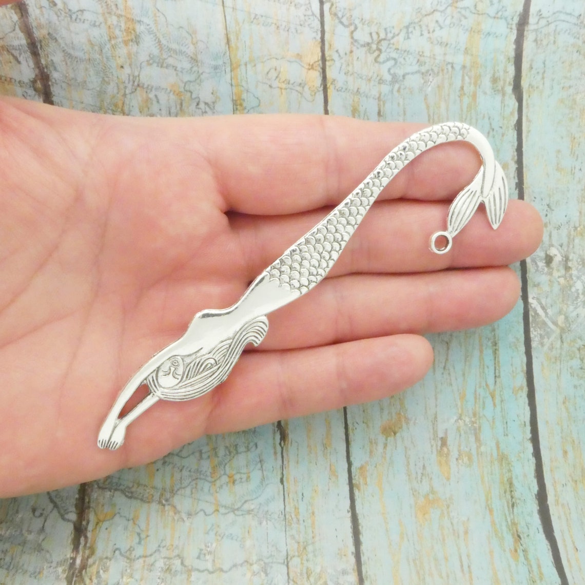 2 DIY Mermaid Bookmark Shepherd Hook Silver by TIJC SP2042 | Etsy