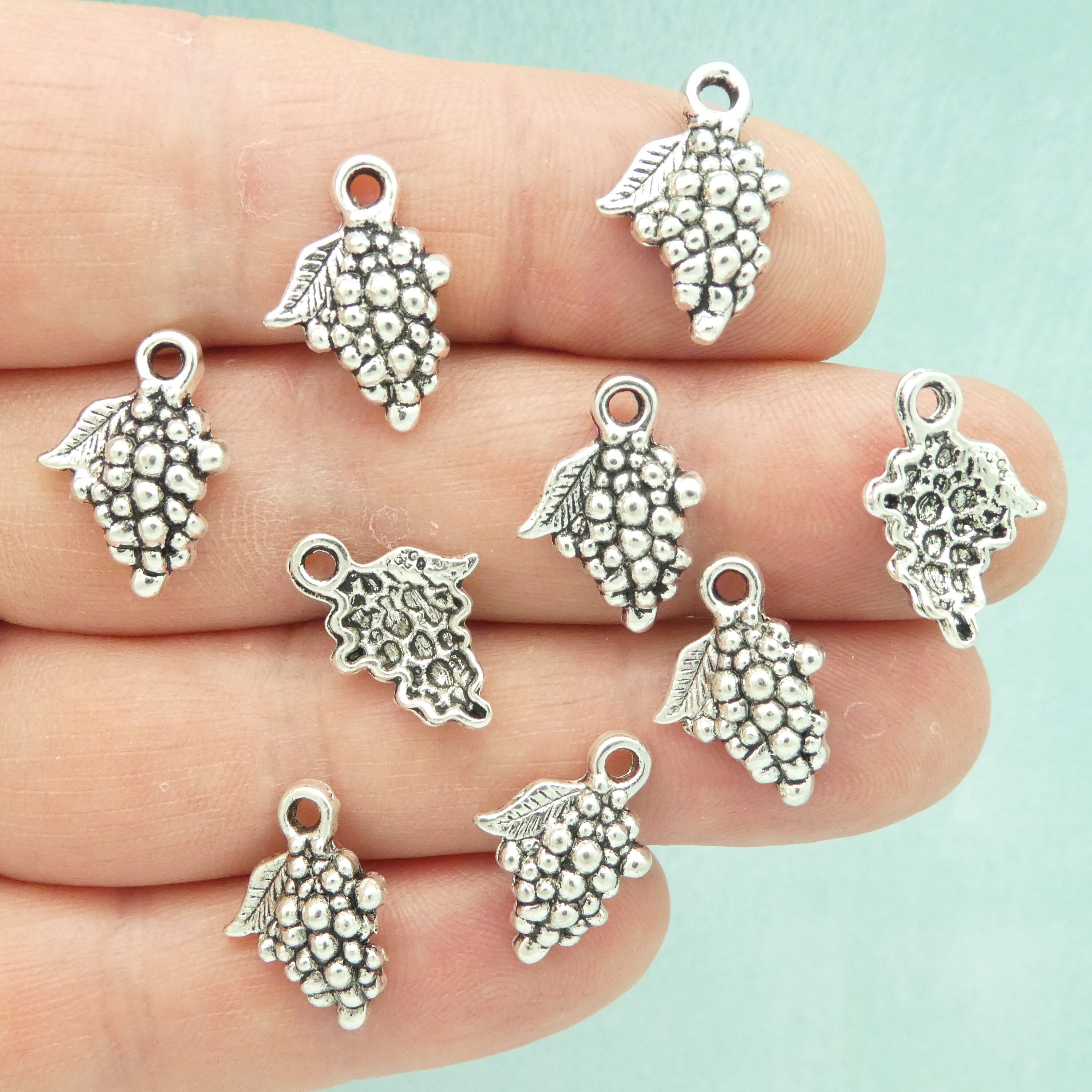 12 Silver Grape Charm Pendant by TIJC SP0733 | Etsy