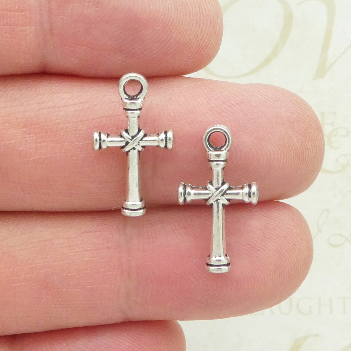 BULK 40 Simple Silver Cross Charm Pendant 20x11mm by TIJC - Etsy