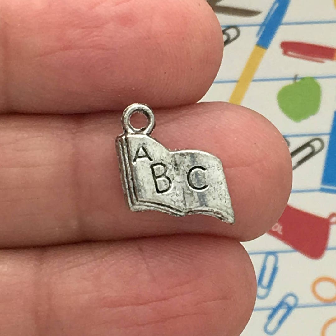 12 School Book Charm Silver by TIJC SP1428 - Etsy