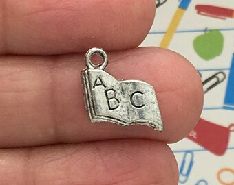 50pcs Mini Book Charms Reading Charm Antique Silver Tone 12x11mm Cf0511 ...