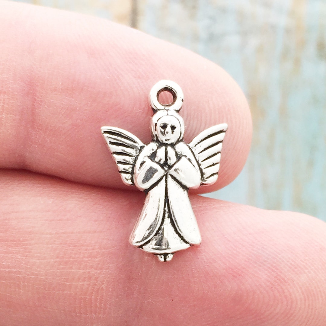 10 Praying Angel Charms Small Silver by TIJC SP0432 - Etsy