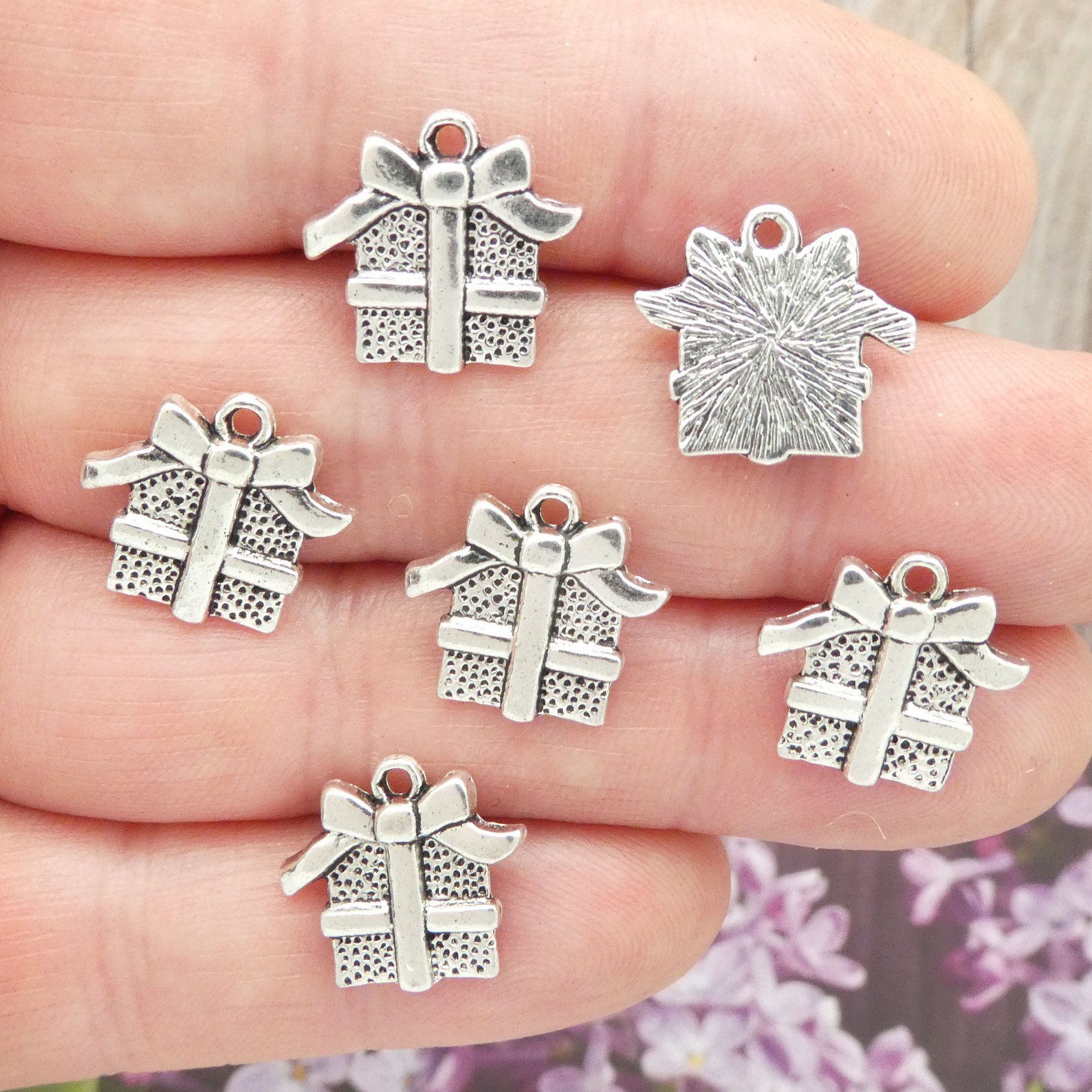 BULK 40 Pesent Silver Christmas Charm 15x17mm by TIJC SP0198B - Etsy