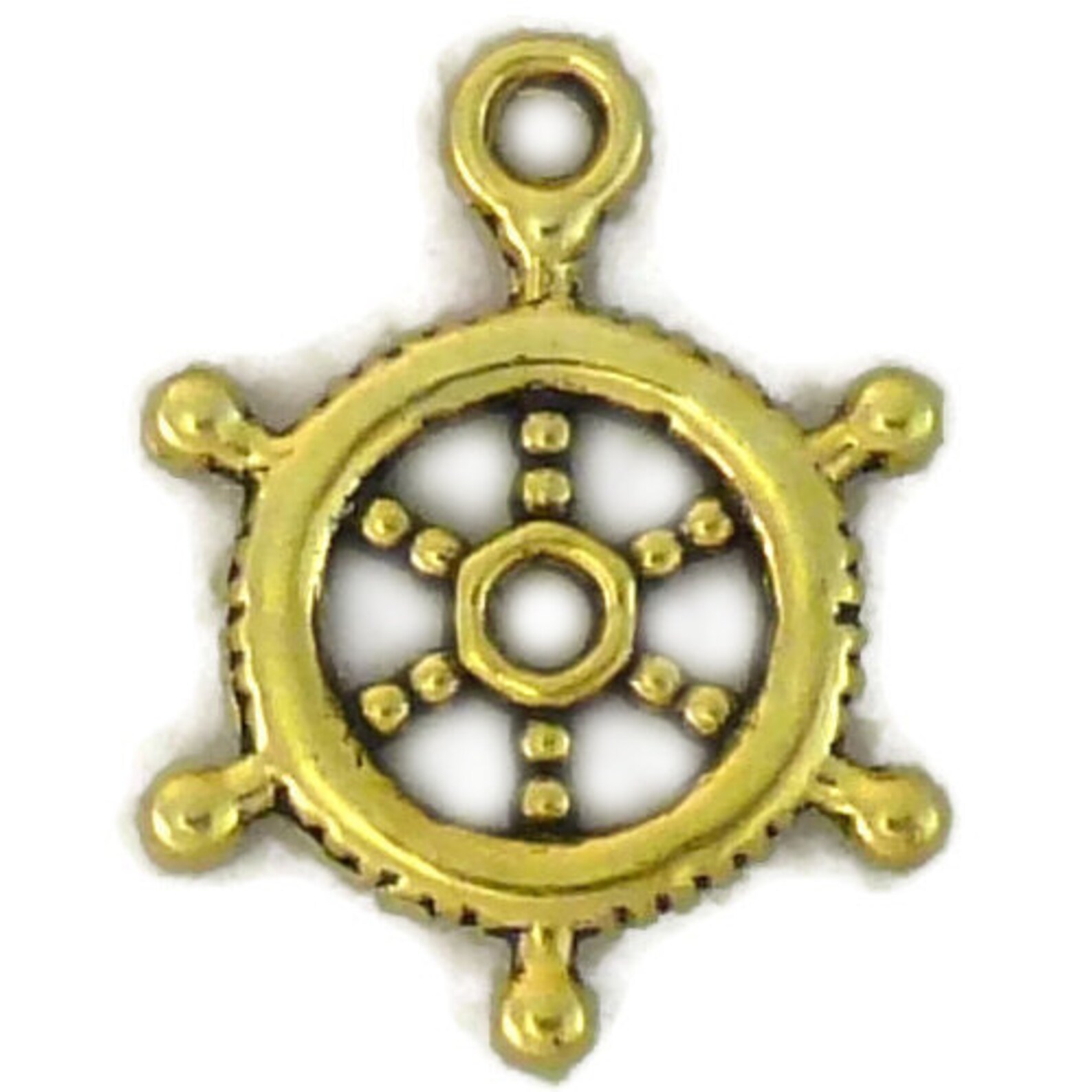 BULK 80 Ship Wheel Charm Gold Small by TIJC SP1104B | Etsy