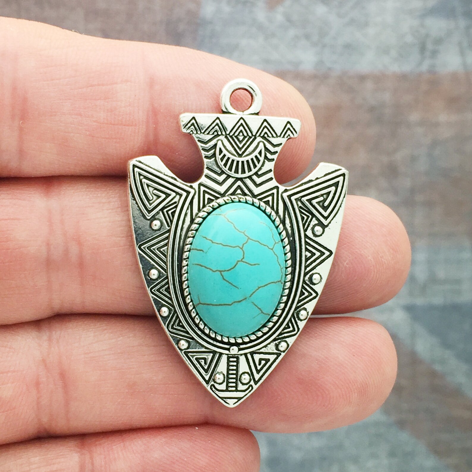 1 Turquoise Arrowhead Pendant Silver by TIJC SP1627 - Etsy