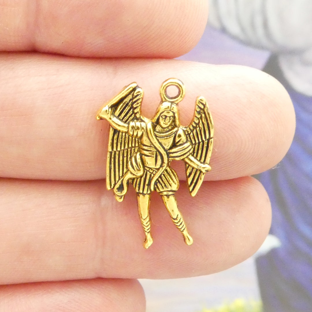 5 Gold St Michael Charm Pendant by TIJC SP2073 - Etsy