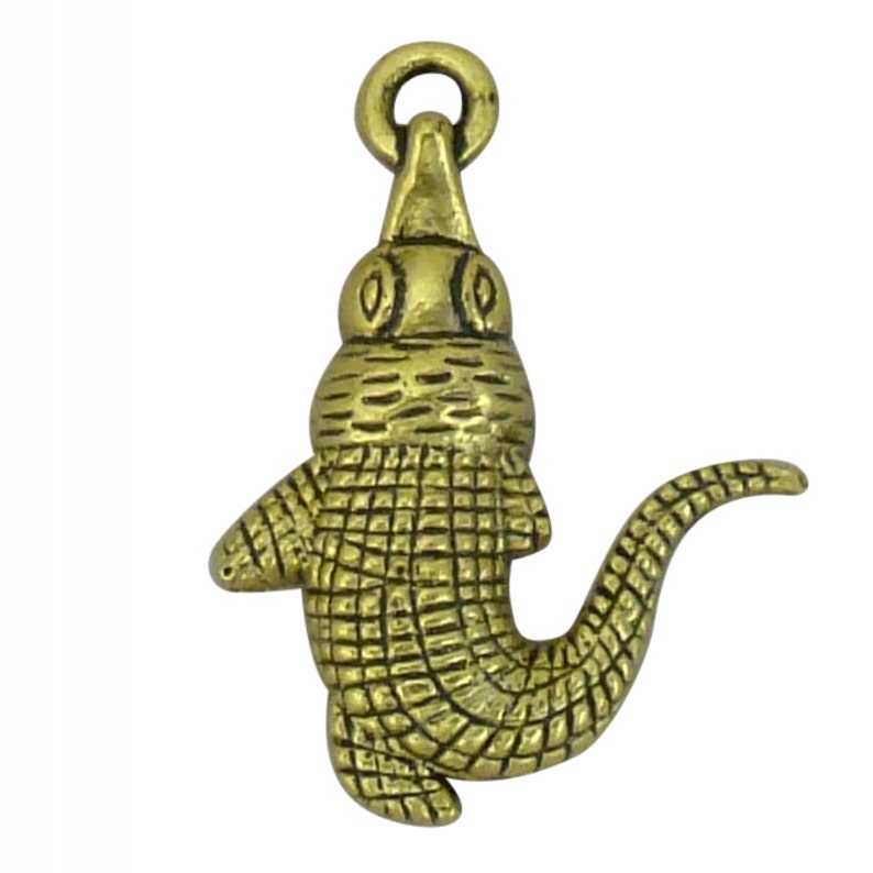 10 Gold Gator Charm Alligator Pendant 25x19mm by TIJC SP1201 - Etsy