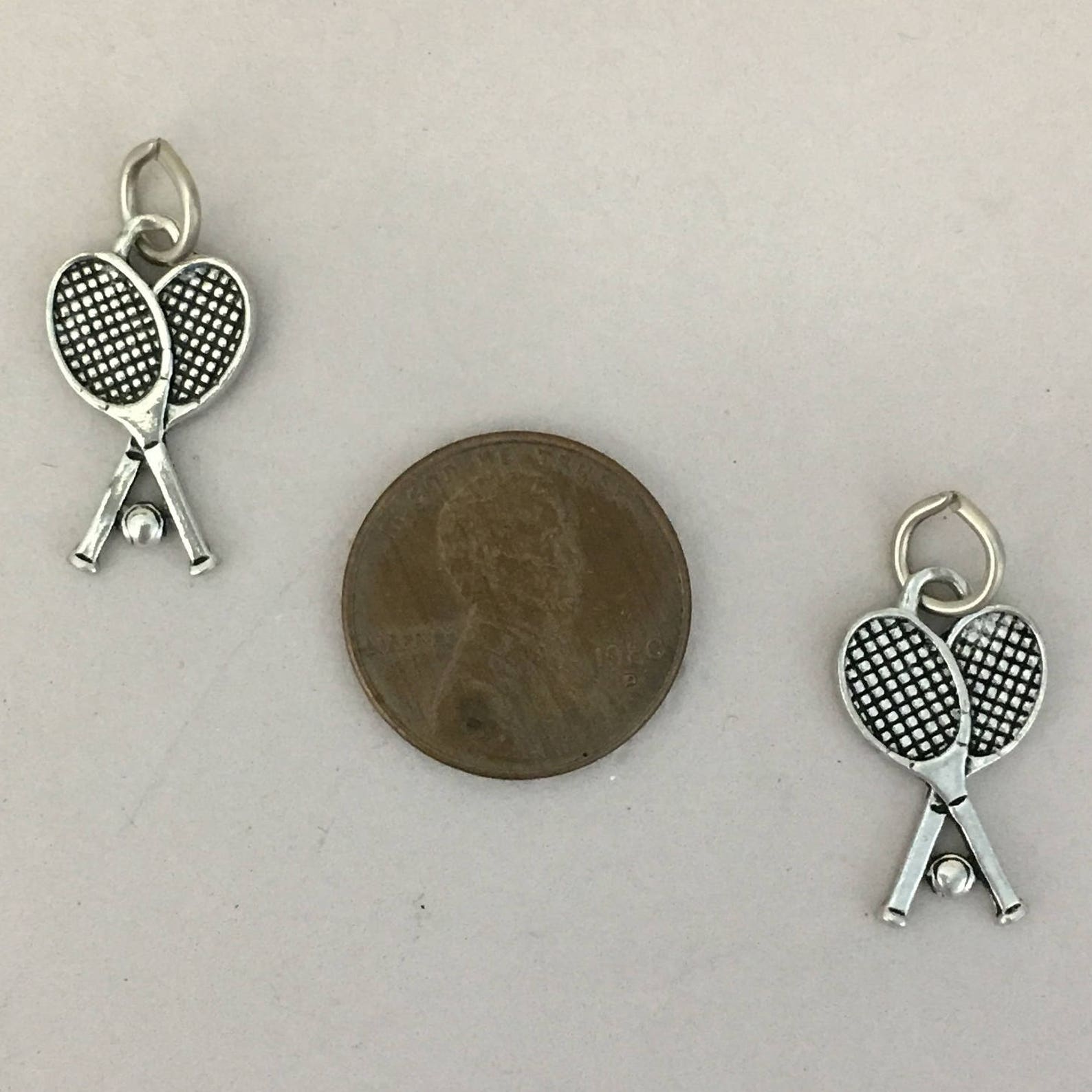 5 Crossed Silver Tennis Racket Charm by TIJC SP0468 - Etsy