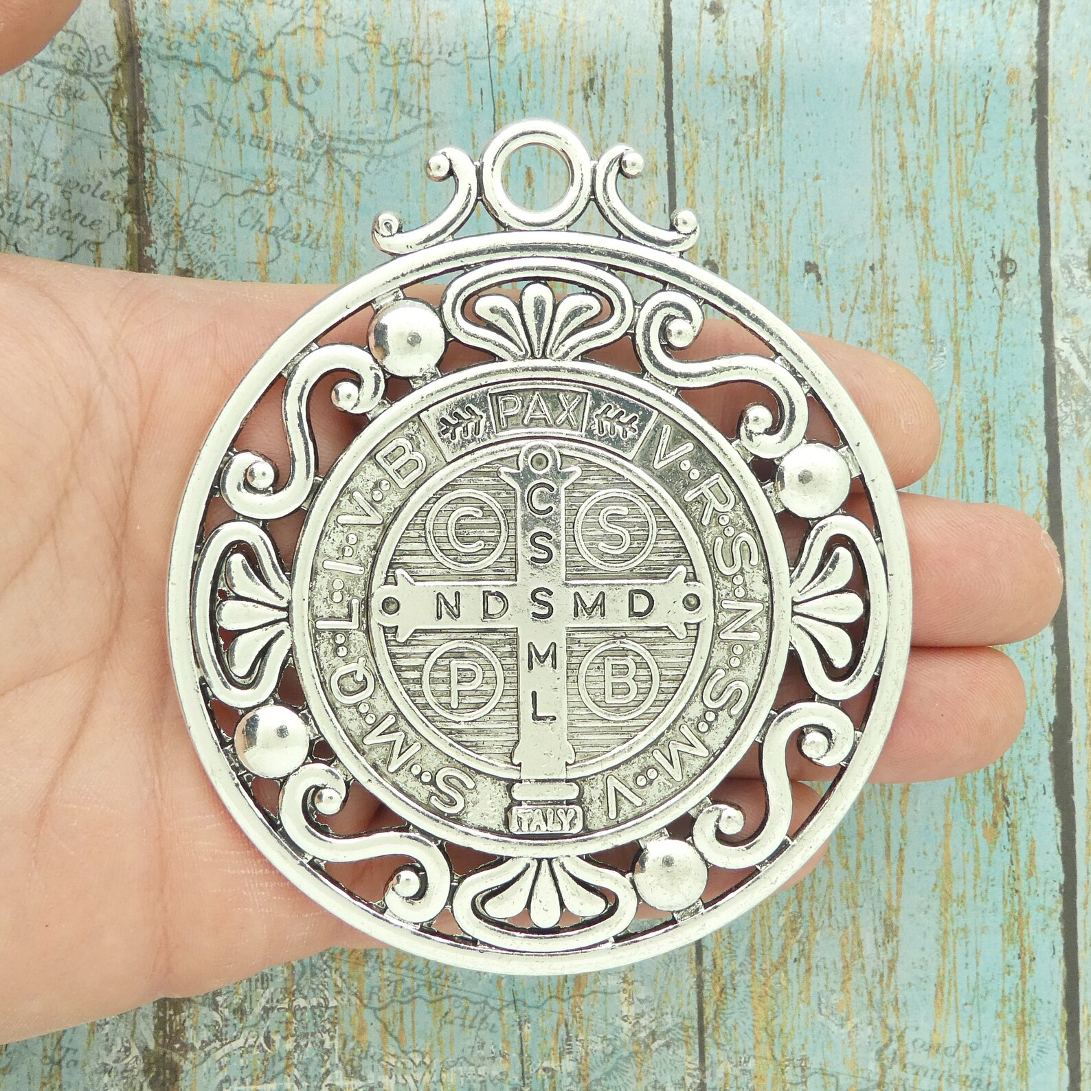 1 St Benedict Medal Silver Extra Large by TIJC SP1775 - Etsy