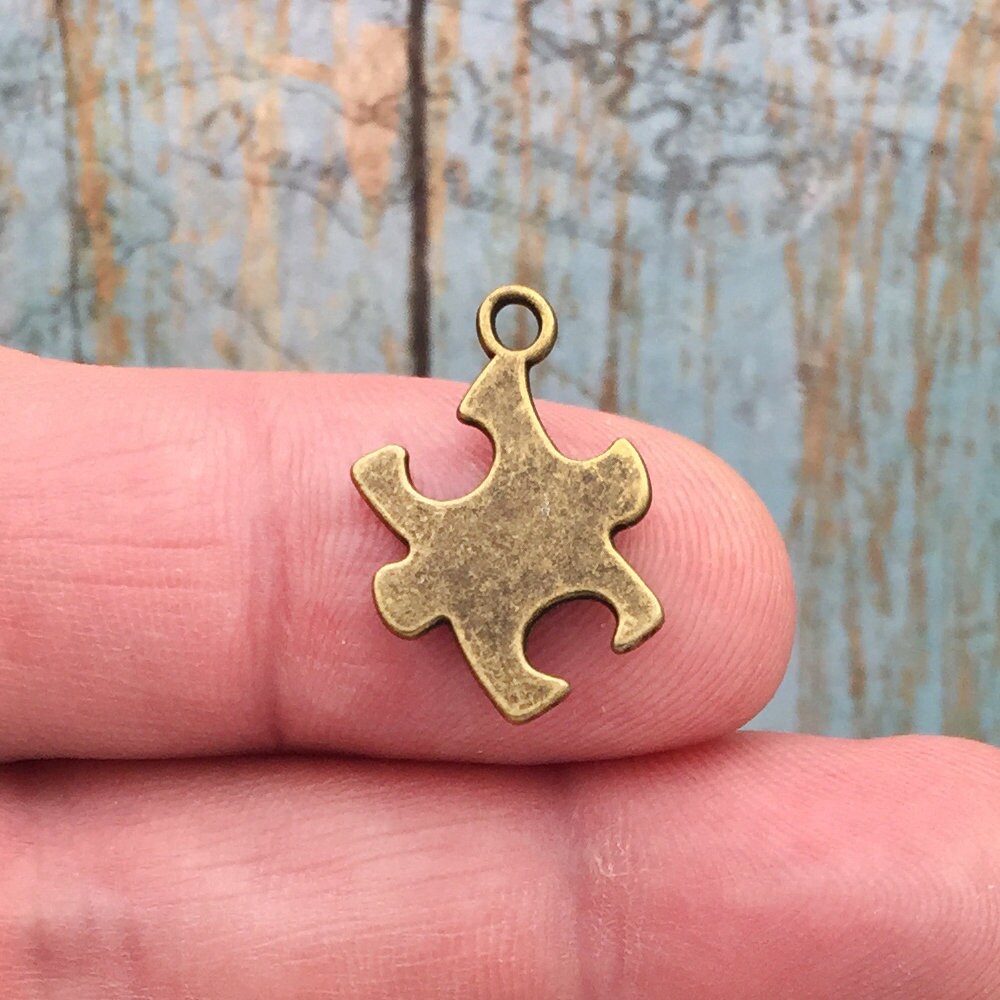 BULK 60 Puzzle Piece Charm Bronze by TIJC SP1644B | Etsy