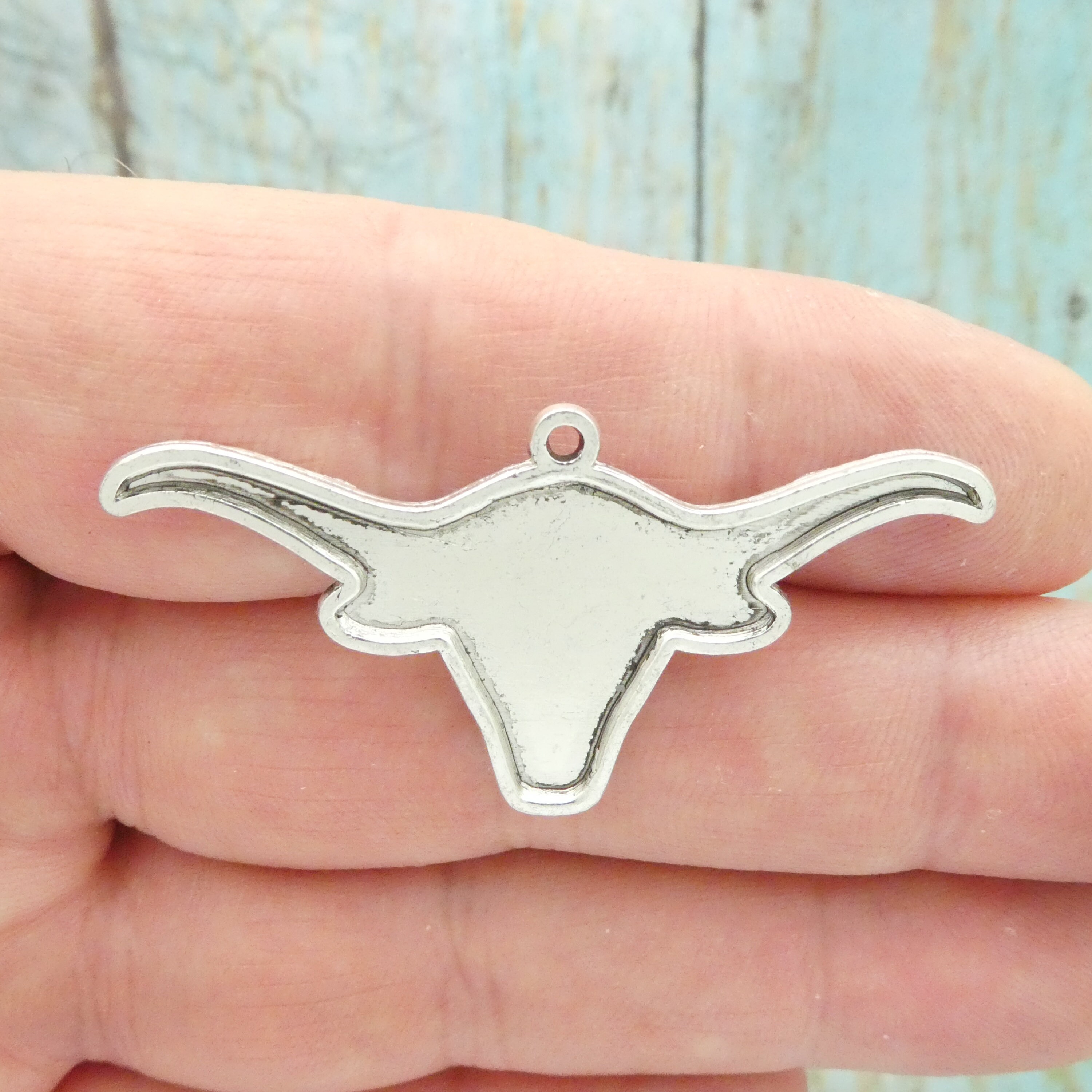 3 Silver Longhorn Pendant 25x50mm by TIJC SP0804 - Etsy