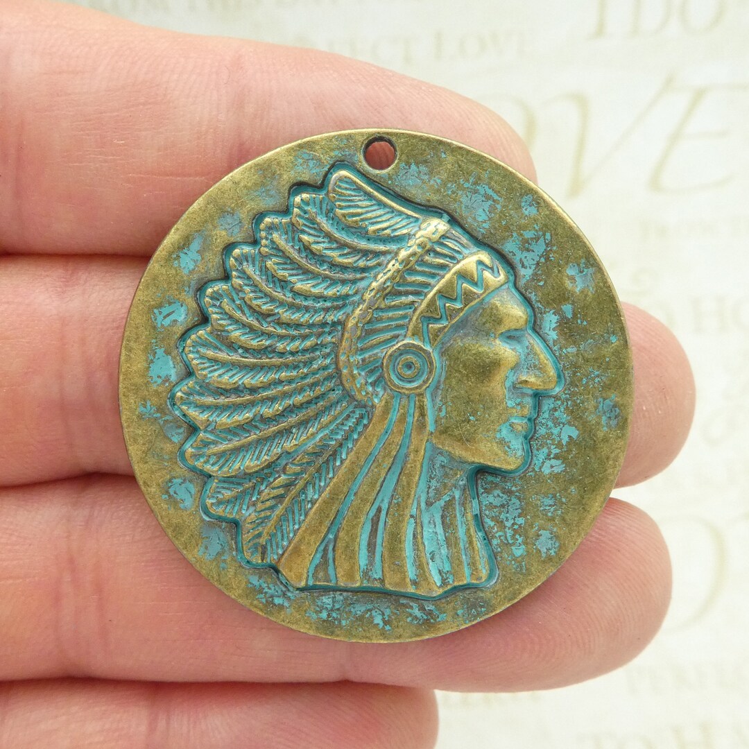 1 Gold Indian Chief Charm Pendant by TIJC SP1483 - Etsy