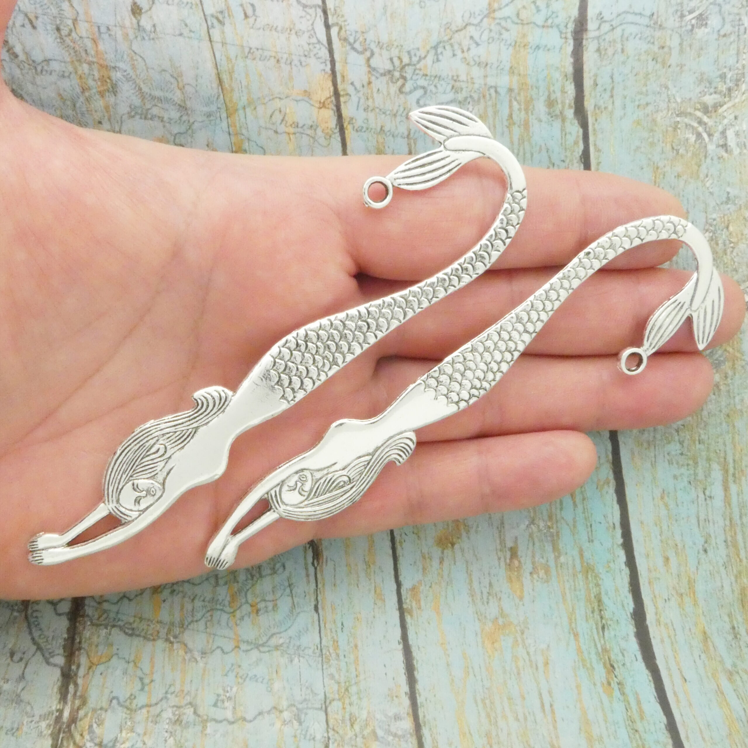 2 DIY Mermaid Bookmark Shepherd Hook Silver by TIJC SP2042 | Etsy