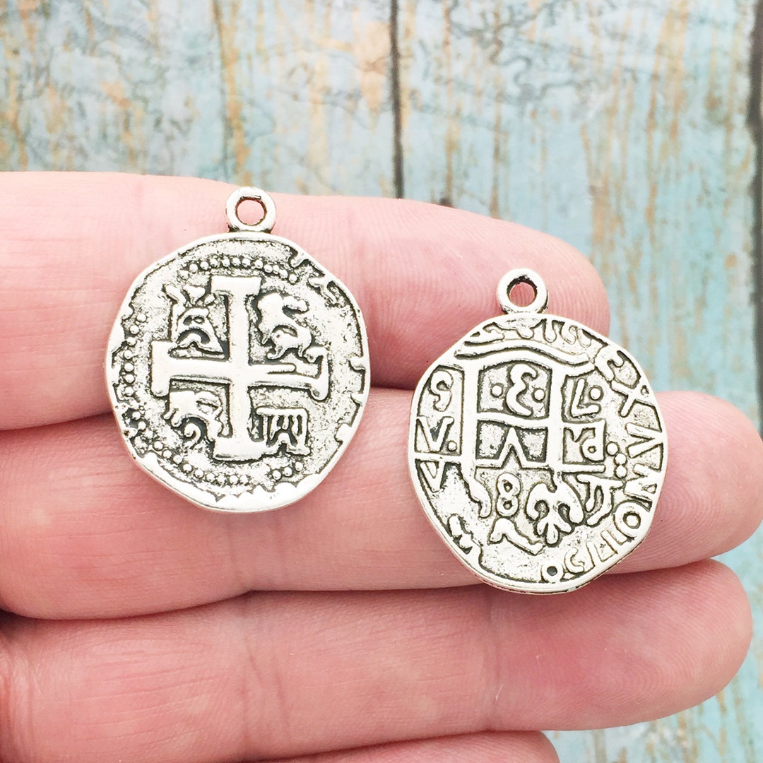3 Spanish Coin Charm Pendant Silver by TIJC SP1649 - Etsy