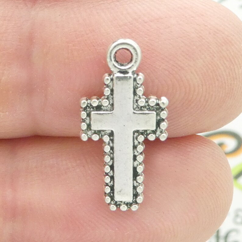 15 Silver Simple Cross Charm Pendant 20x10mm by TIJC SP1068 - Etsy