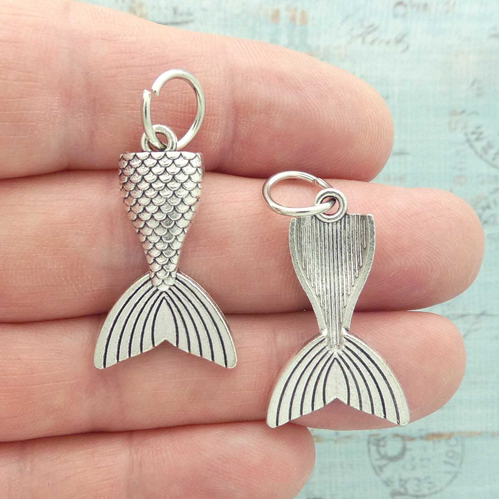 3 Silver Mermaid Tail Charm Pendant by TIJC SP5000 | Etsy