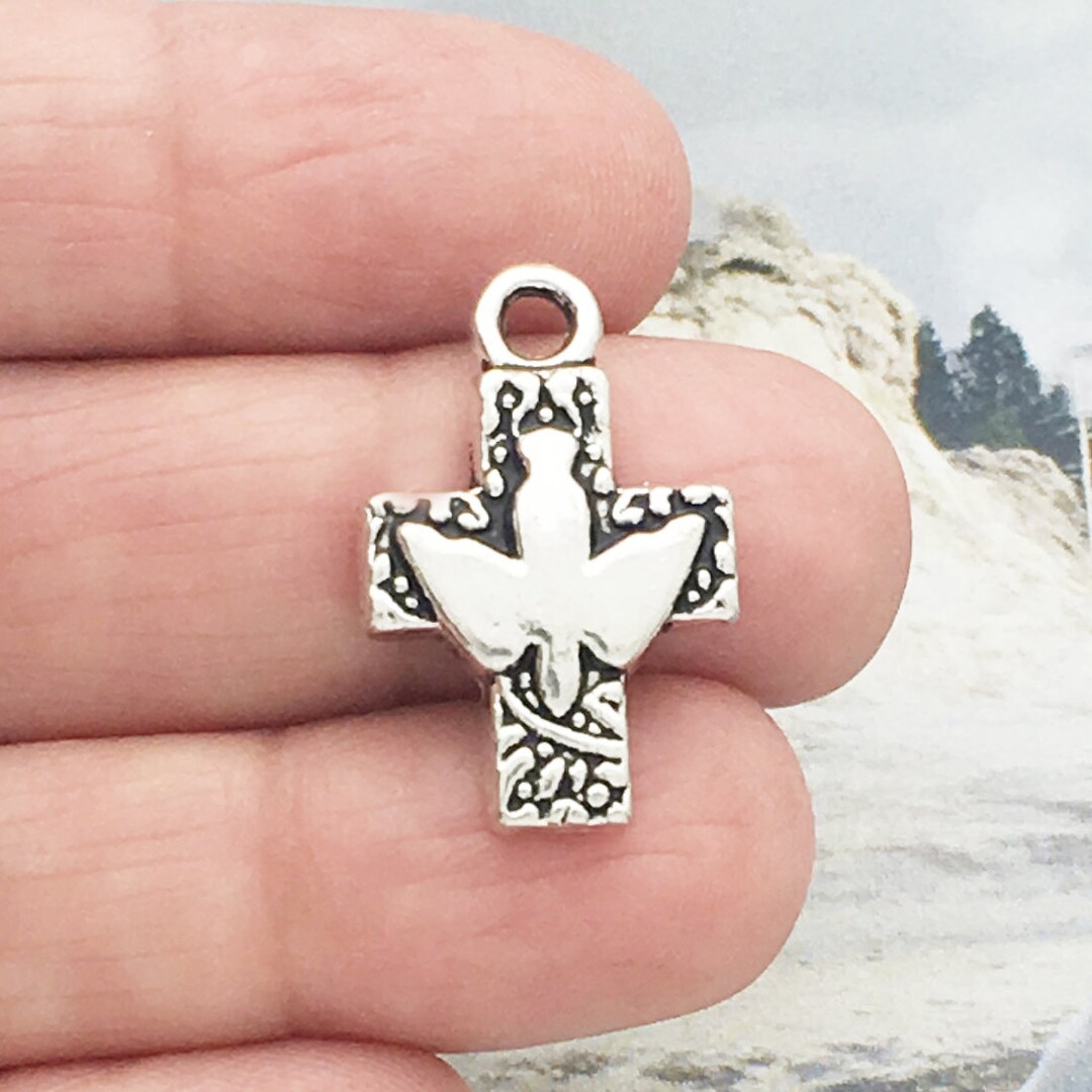 4 Silver Holy Spirit Cross Charm 25x16mm by TIJC SP0073 - Etsy