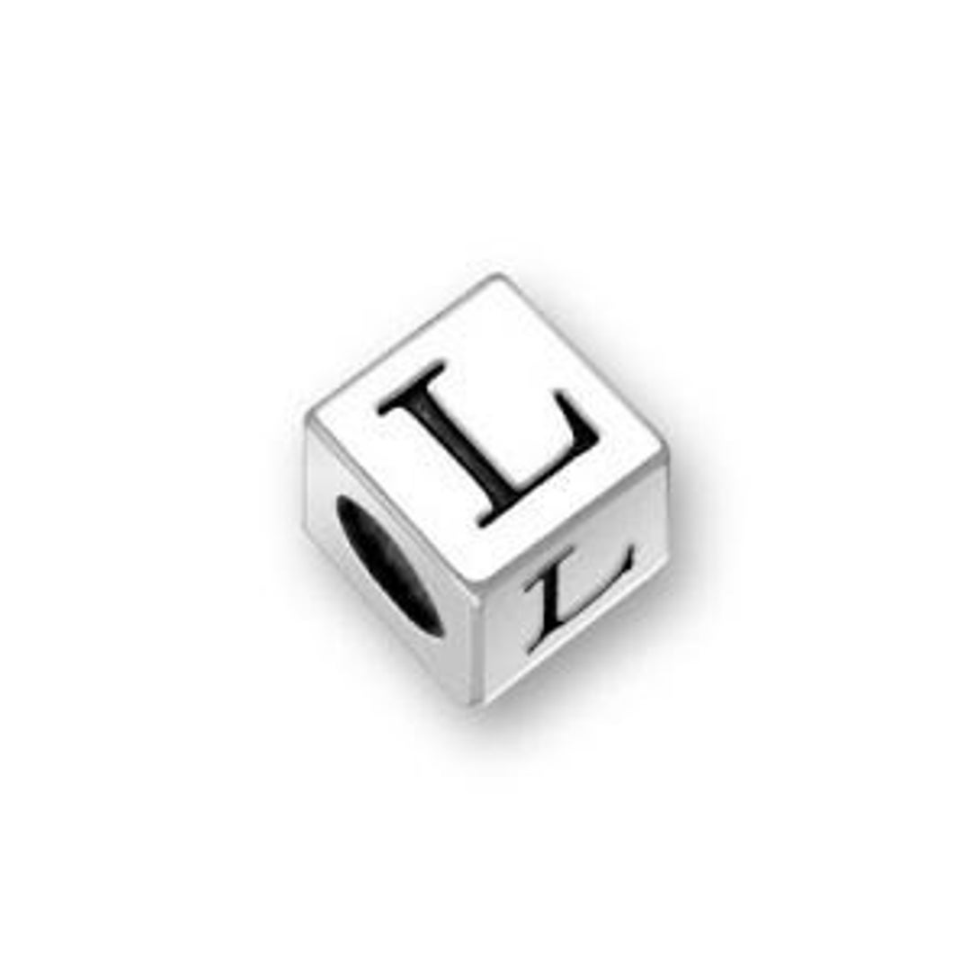 1 Silver Block Alphabet Letter Beads 5.5mm Initial L Charm Pendant by ...