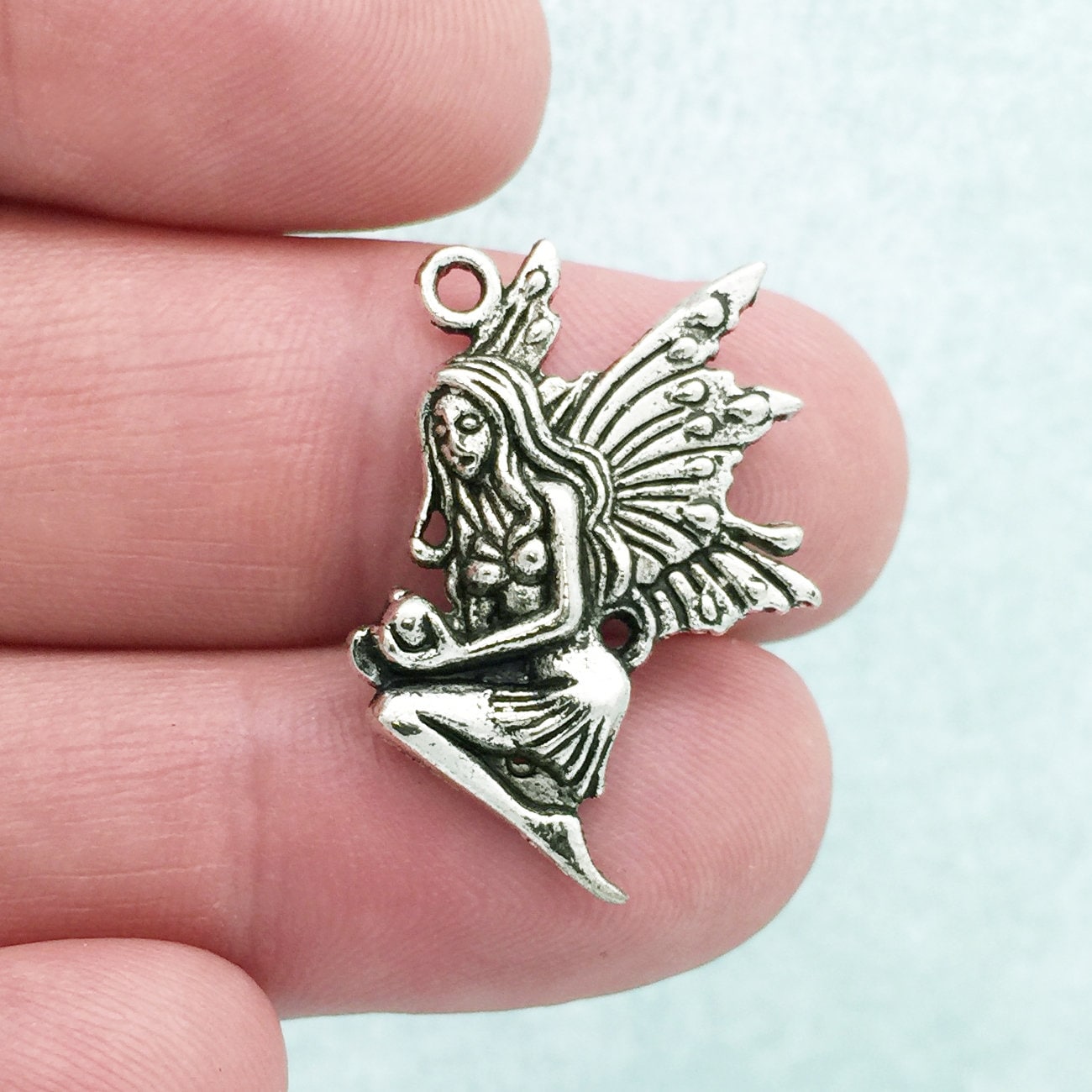 4 Silver Fairy Charm Pendant by TIJC SP0316 - Etsy