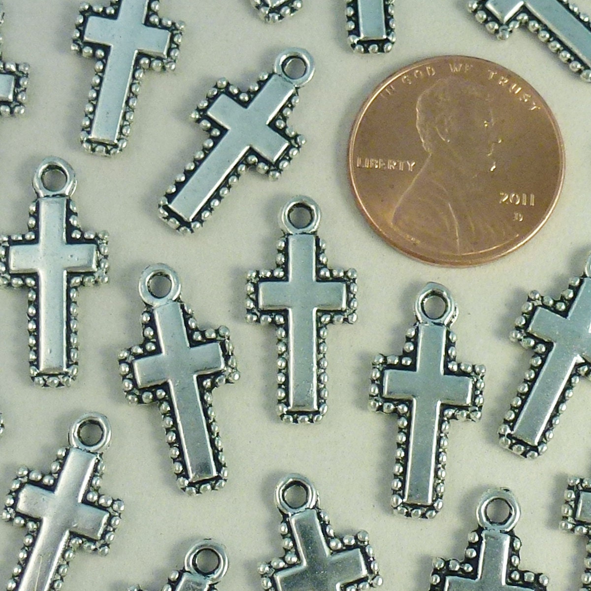 15 Silver Simple Cross Charm Pendant 20x10mm by TIJC SP1068 - Etsy